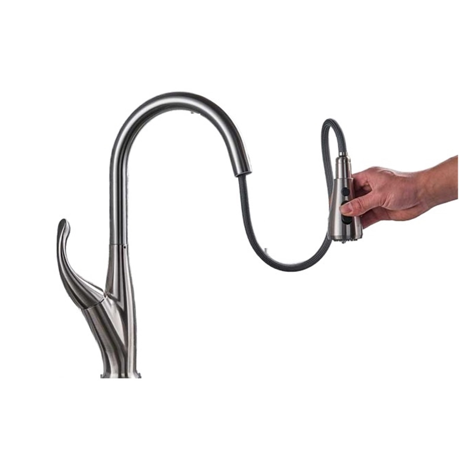 Brushed Nickel Kitchen Faucet Pull Out Kitchen Mixer Tap Single Handle ...