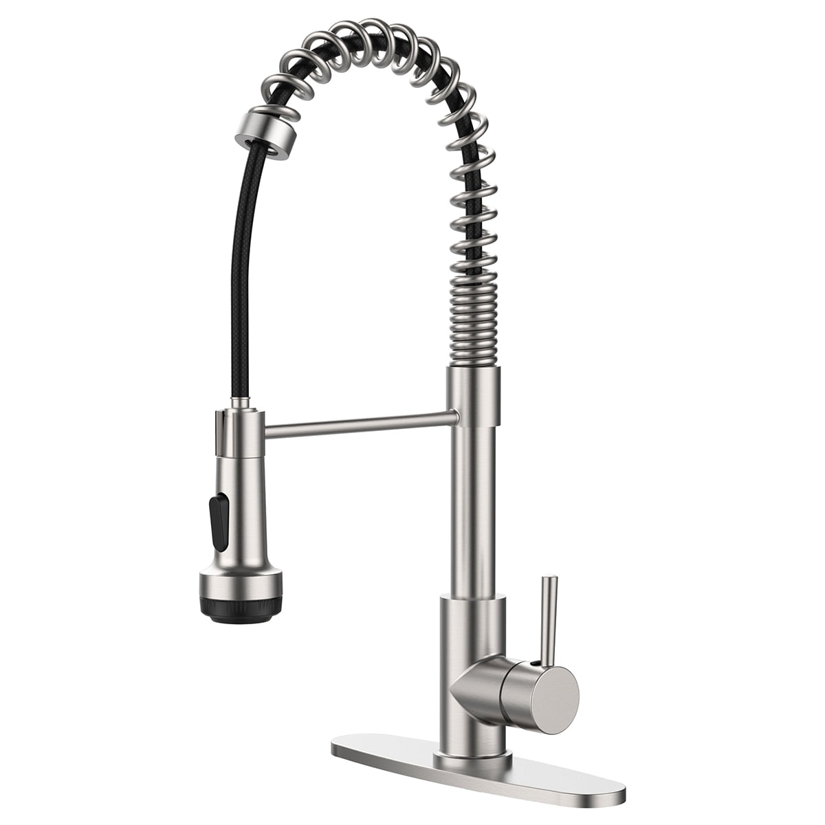 Brushed Nickel Kitchen Faucet with Pull Down Sprayer - 4 Function ...