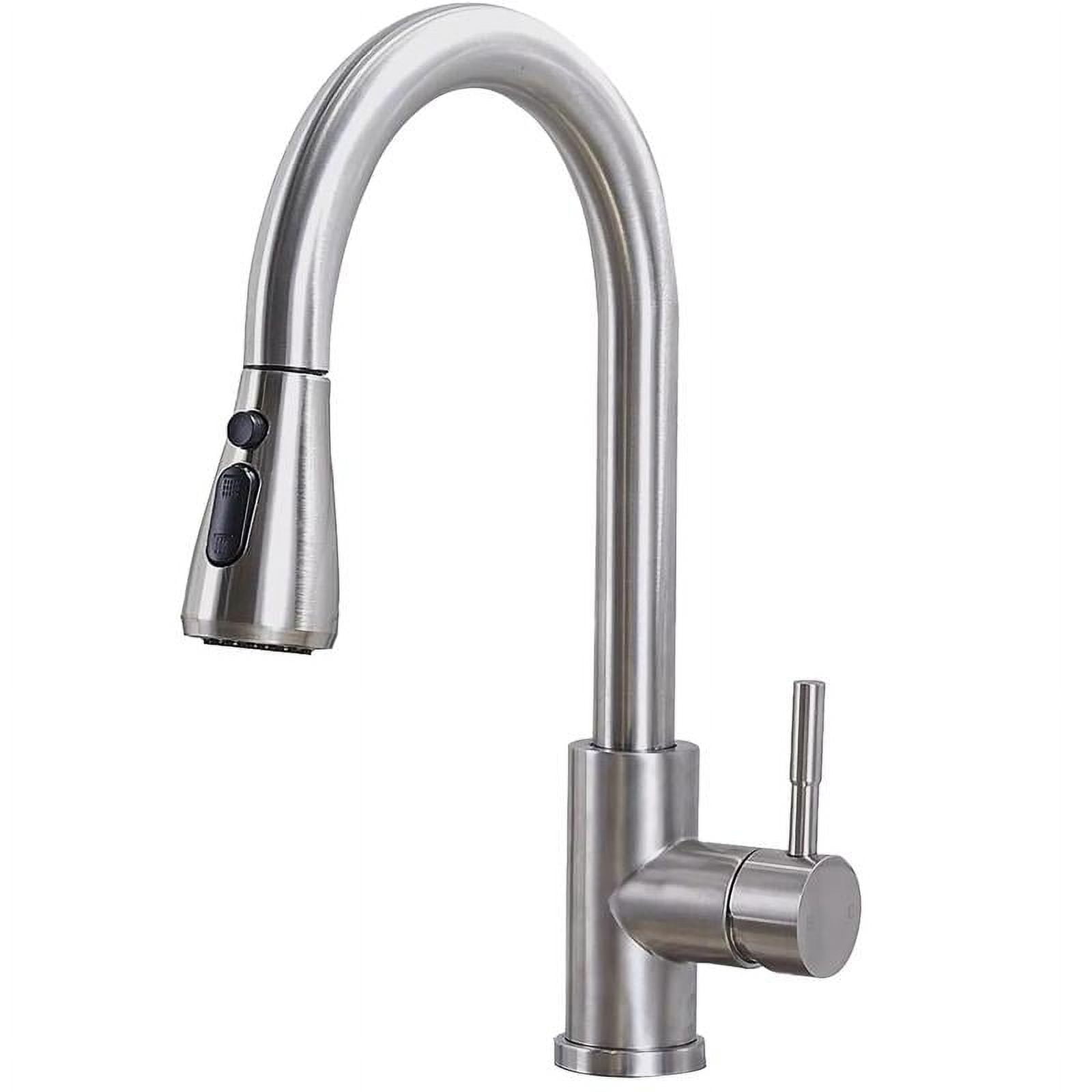 Brushed Nickel Kitchen Faucet with Pull Down Sprayer, High Arc Single ...