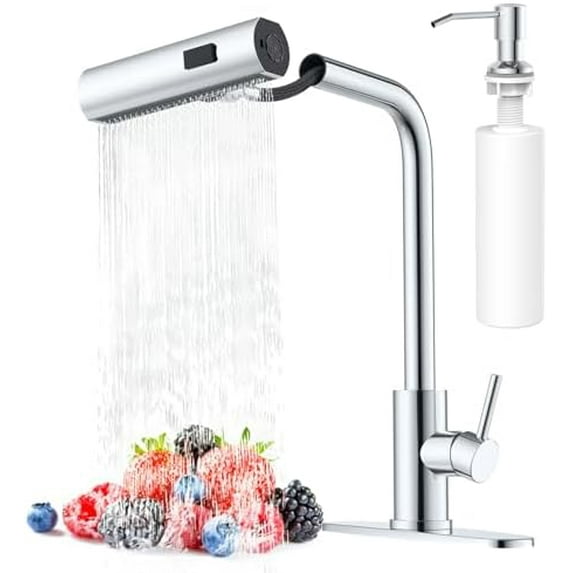 Brushed Nickel Kitchen Faucets with Pull Down Sprayer & Soap Dispenser ...
