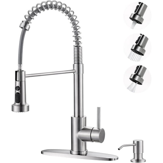Brushed Nickel Kitchen Sink Faucet: Stainless Steel Kitchen Faucets ...
