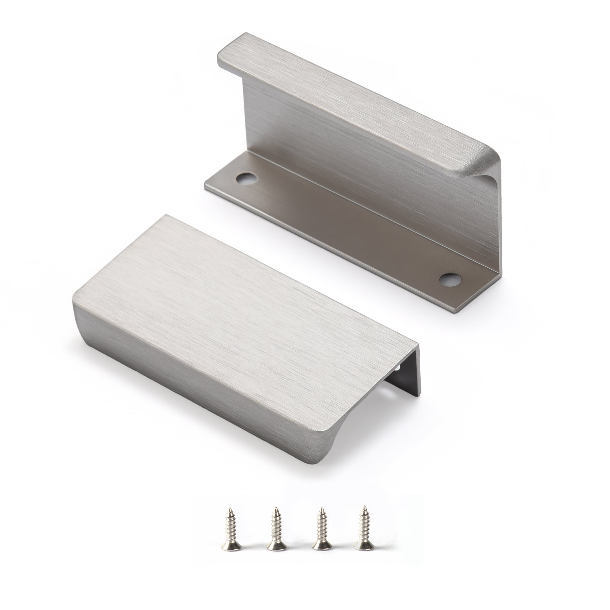 Brushed Nickel Pack of 6 and 10 Edge Finger Pulls for Cabinets Kitchen ...