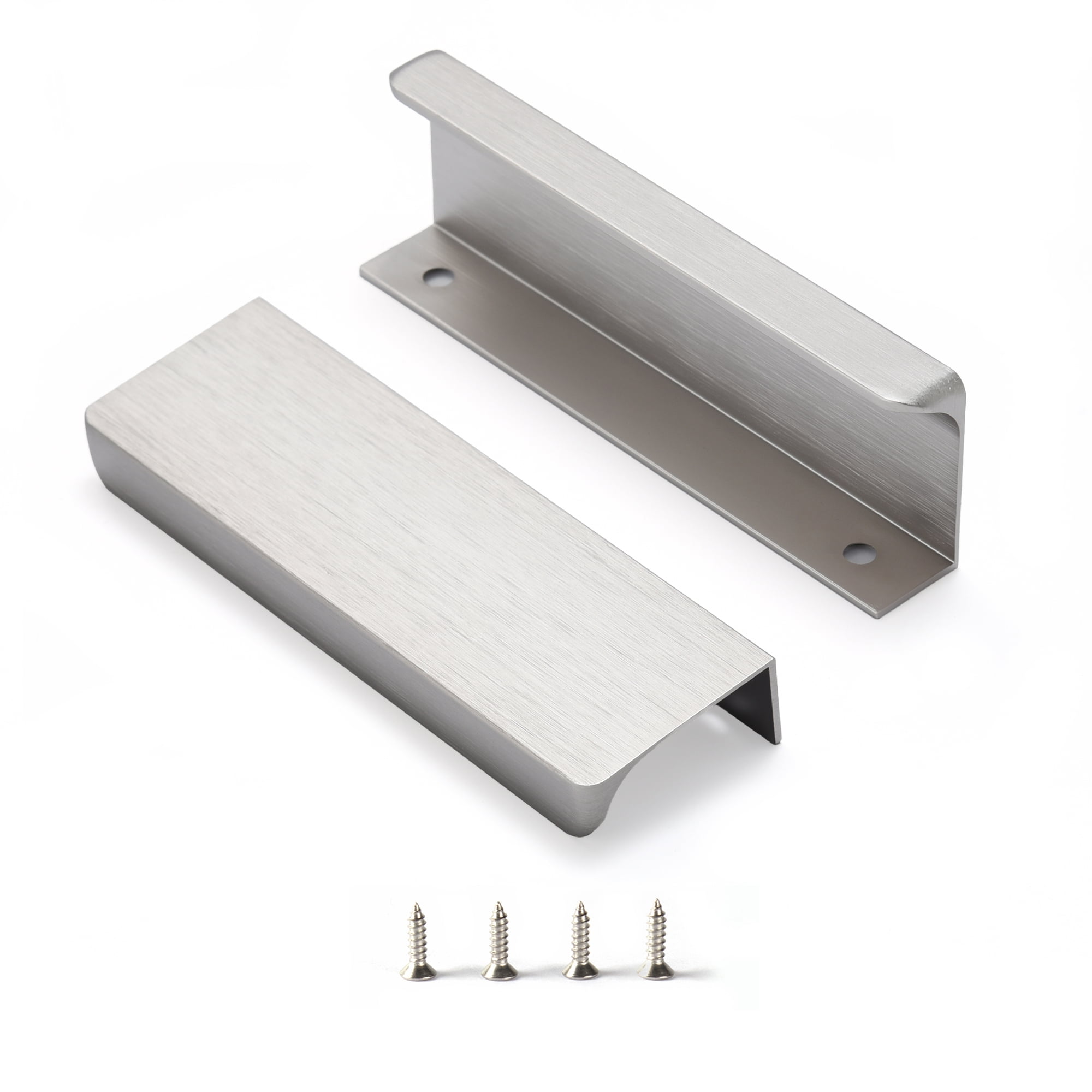 Brushed Nickel Pack of 6 and 10 Edge Finger Pulls for Cabinets Kitchen ...