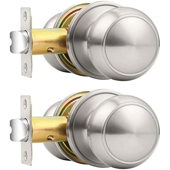 Brushed Nickel Passage Door Knobs Round Handles for Hall or Closet ...