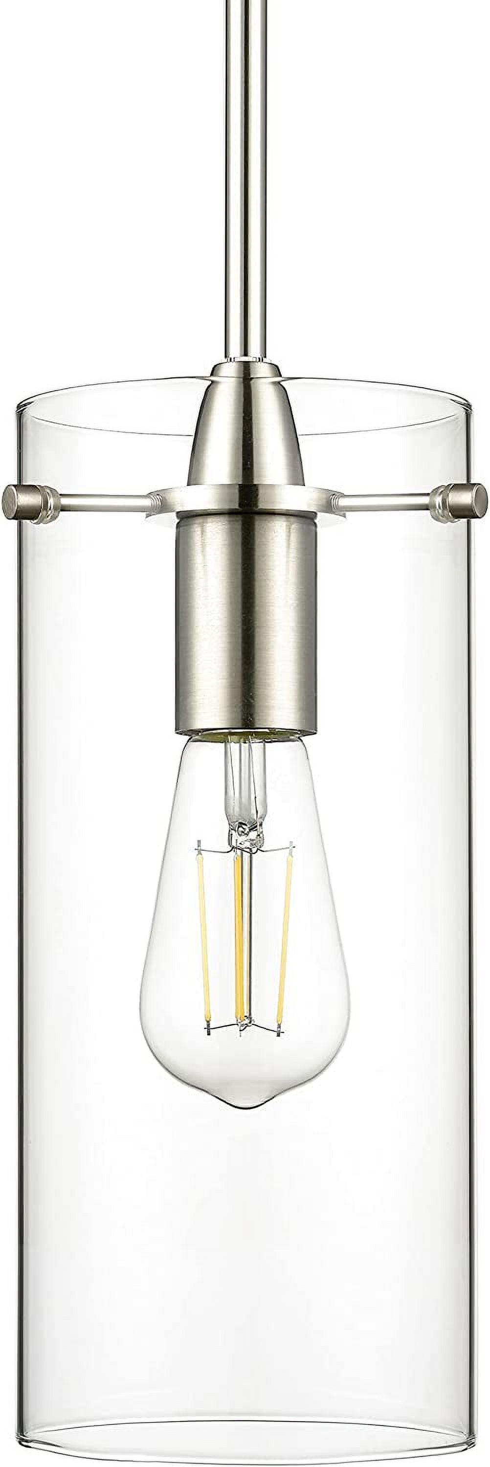 Brushed Nickel Pendant Lights Kitchen Island - Large Clear Glass ...