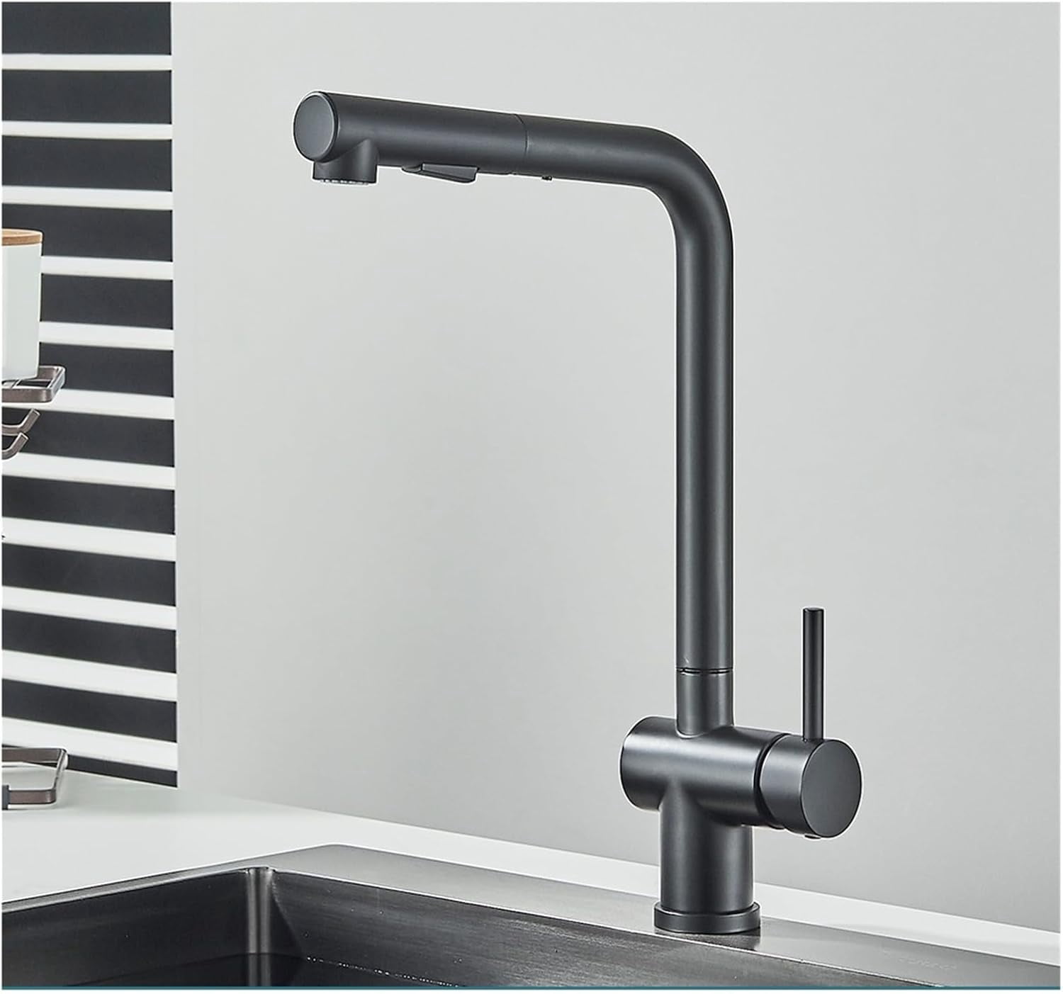 Brushed Nickel Pull Out Kitchen Sink Faucet High Pressure Two Model ...