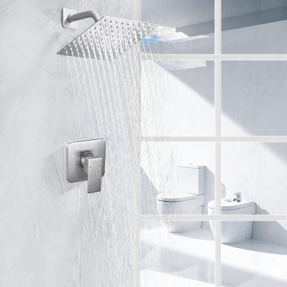 Brushed Nickel Rain Shower Head Faucet Sets with Complete Bathroom ...