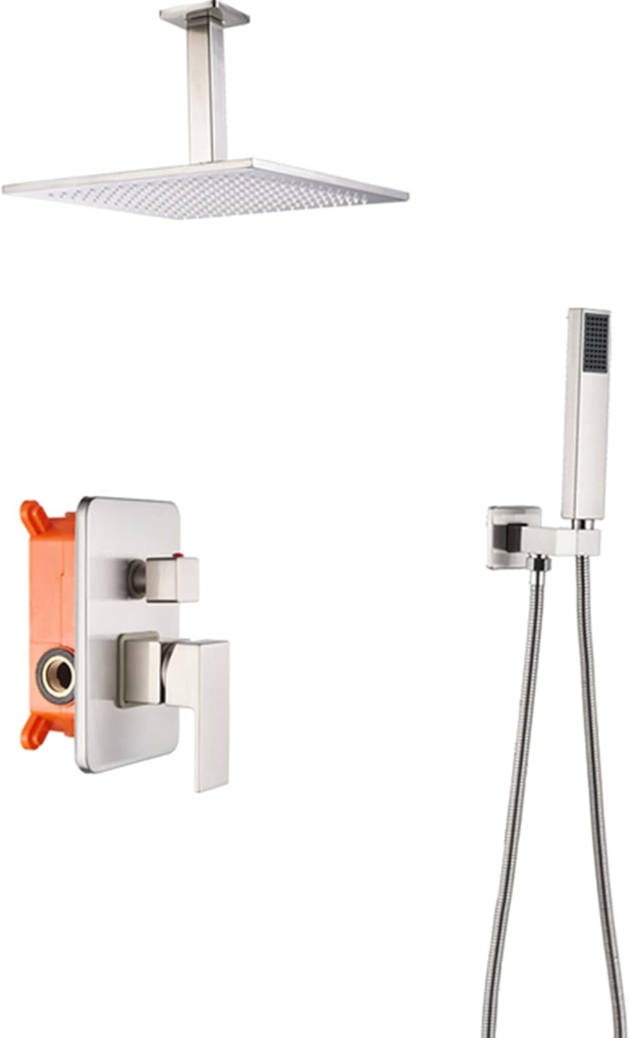 Brushed Nickel Shower System Rain Luxury High Pressure Shower Combo Set ...