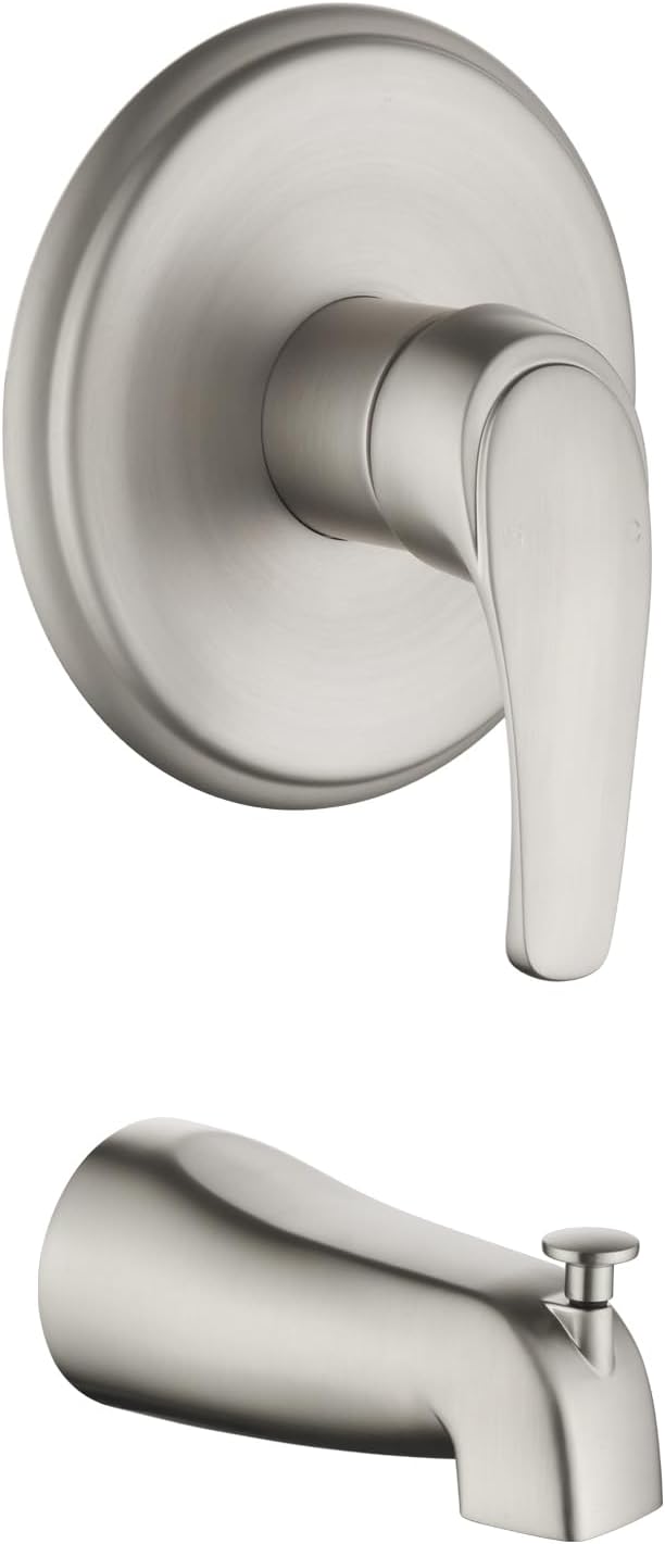 Brushed Nickel Shower Valve Trim Kit with Tub Spout for Tub and Shower ...