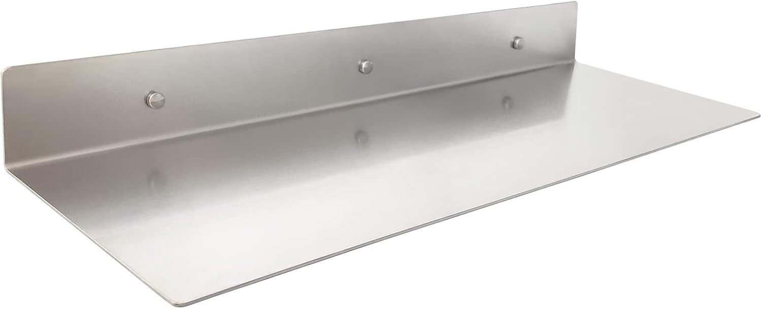 Brushed Nickel Stainless Steel Floating Shelves Wall Mounted Metal Wall ...