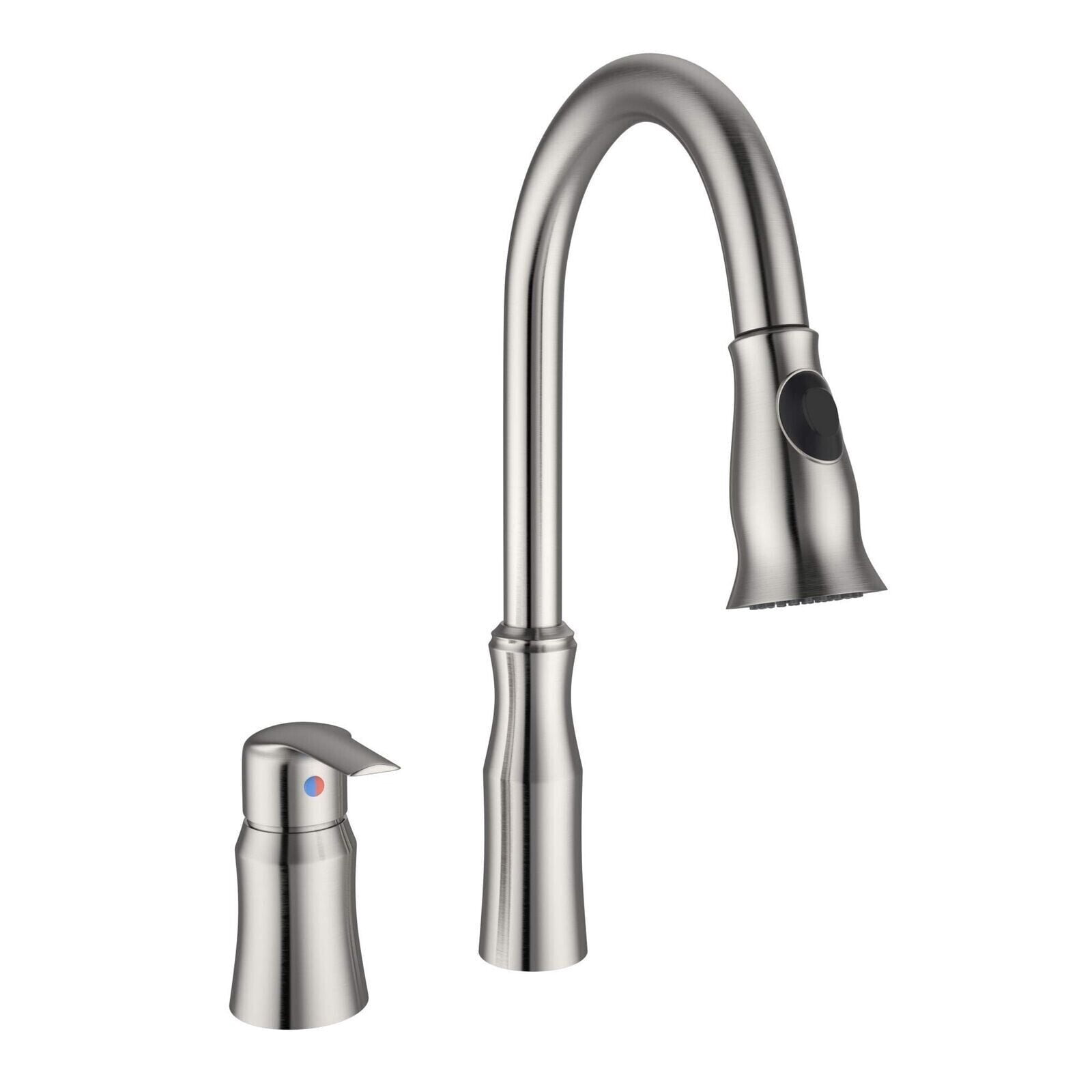 Brushed Nickel Stainless Steel High Arc Kitchen Faucet Pull Down/ Out ...