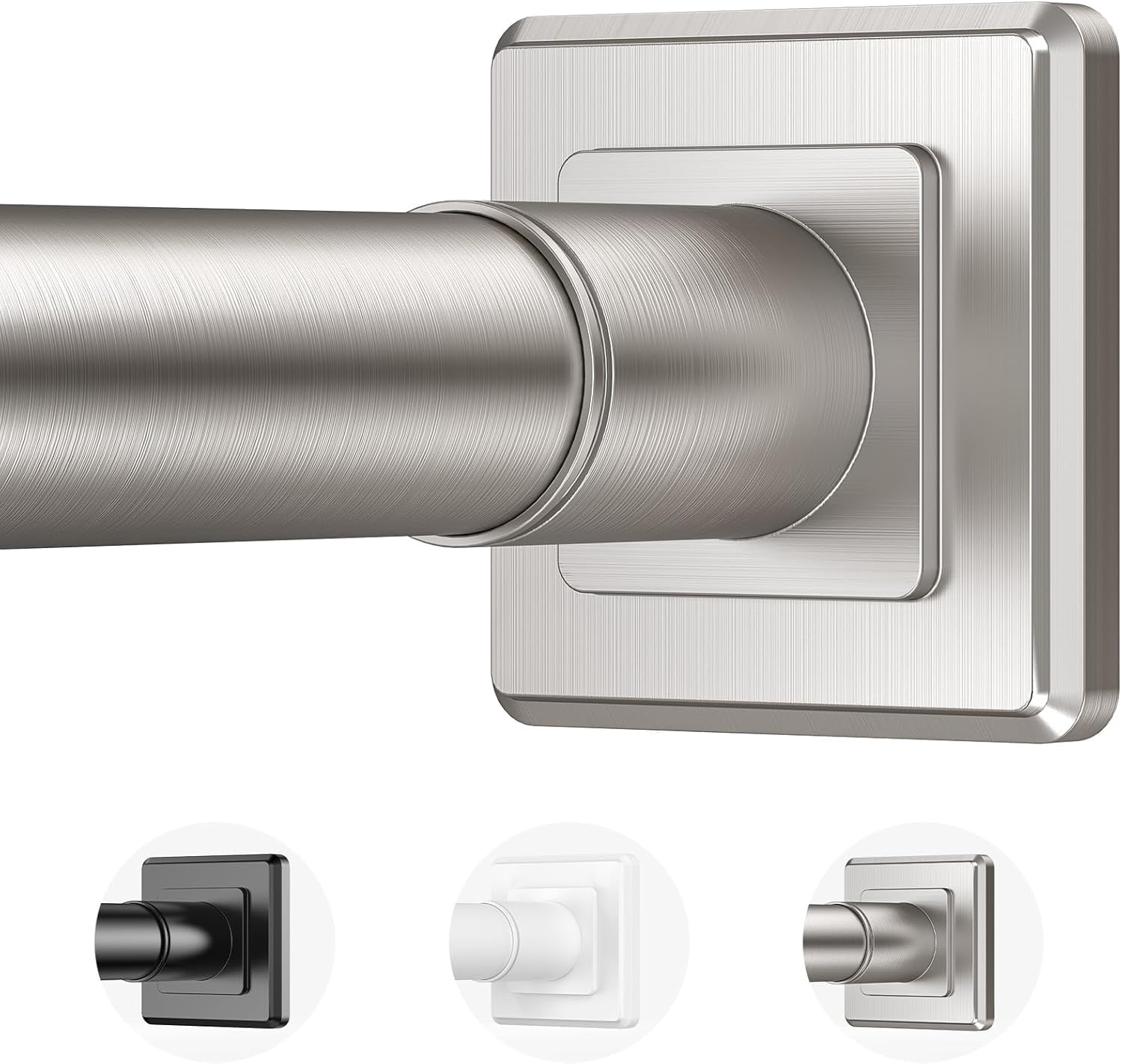 Brushed Nickel Tension Curtain Rod Adjustable Shower Rods 30-76 In ...