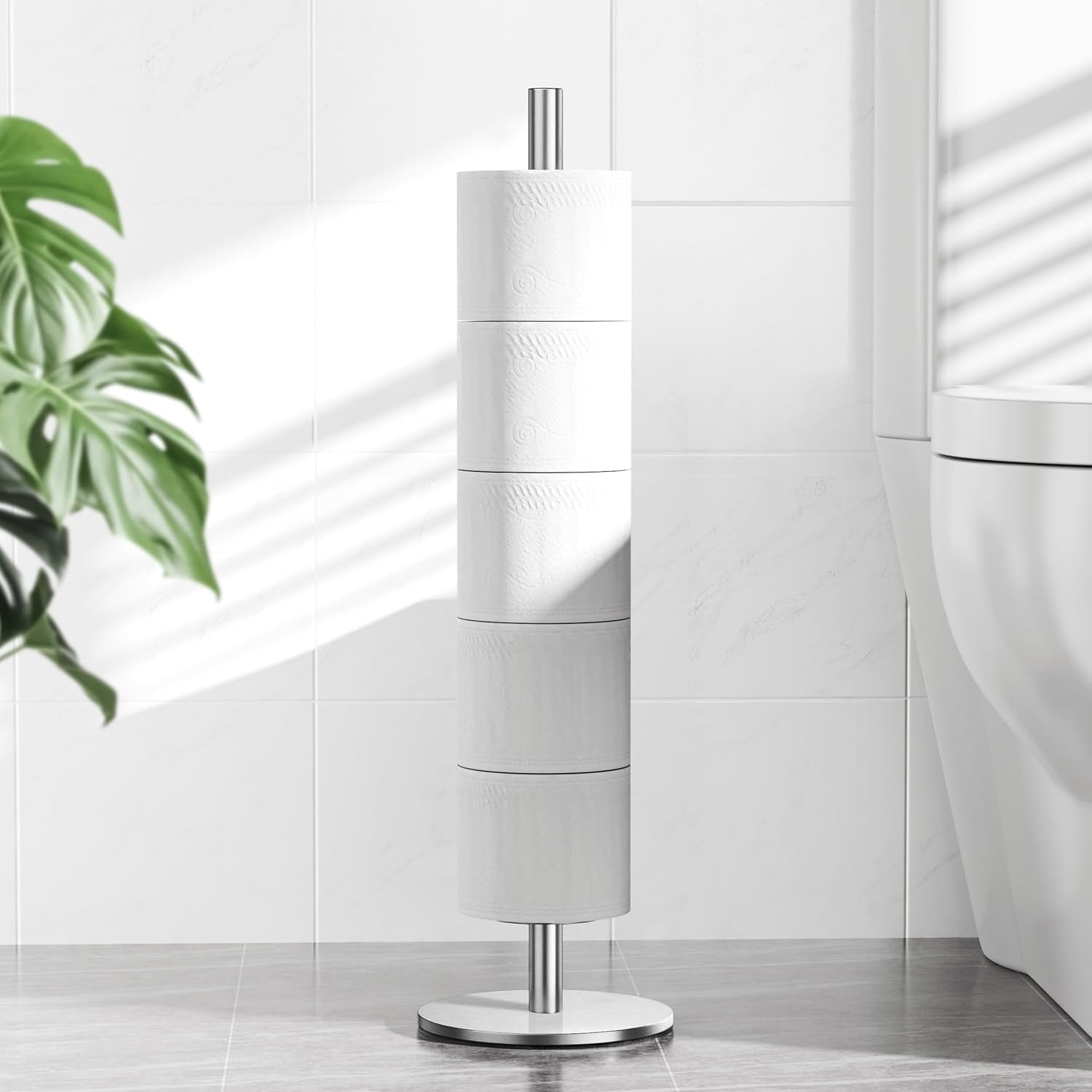 Brushed Nickel Toilet Paper Holder Stand for Spare Rolls Storage ...