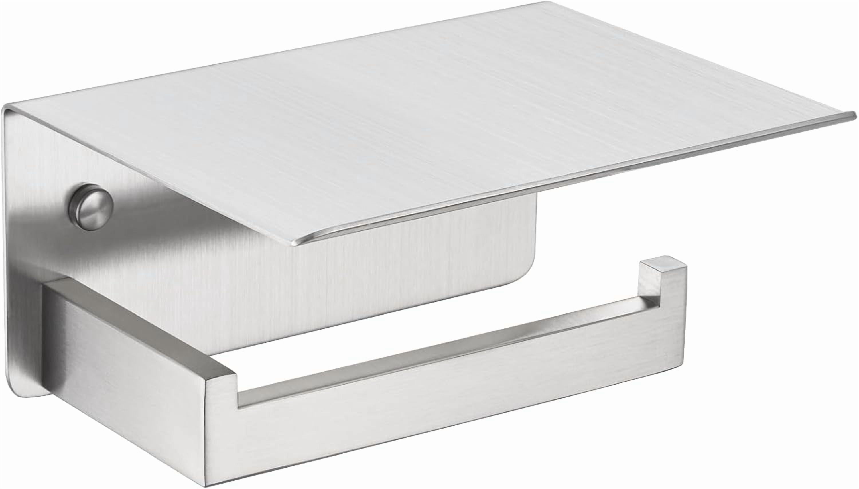 Brushed Nickel Toilet Paper Holder with Phone Shelf, 304 Stainless ...