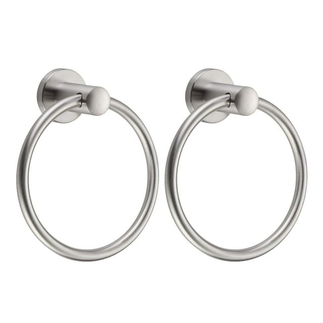 Round Wall Mounted Brushed Nickel Towel Ring & Bath Sets, Stainless ...