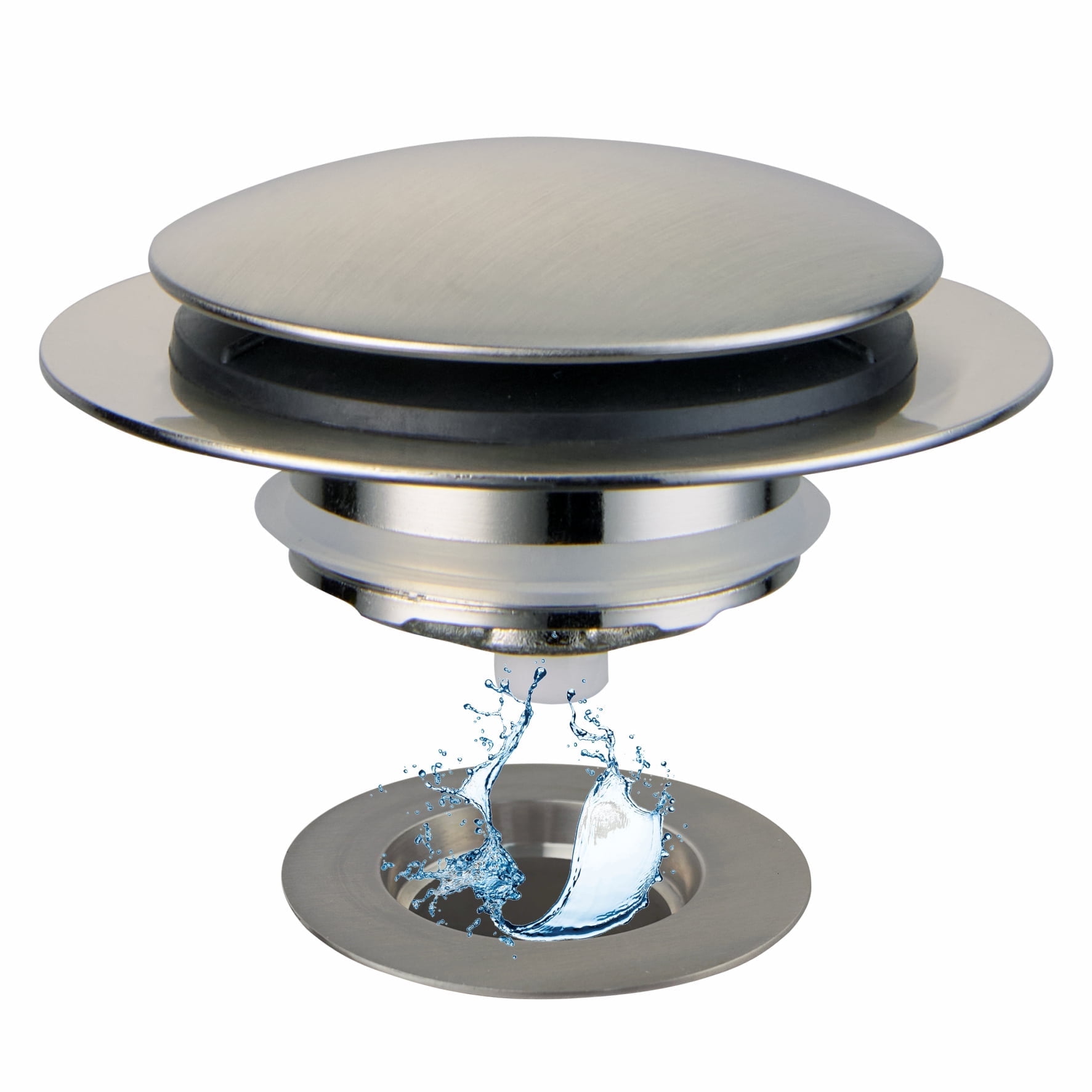 Brushed Nickel Universal Tub Drain Stopper, Pop up Brass Bathtub Drain ...
