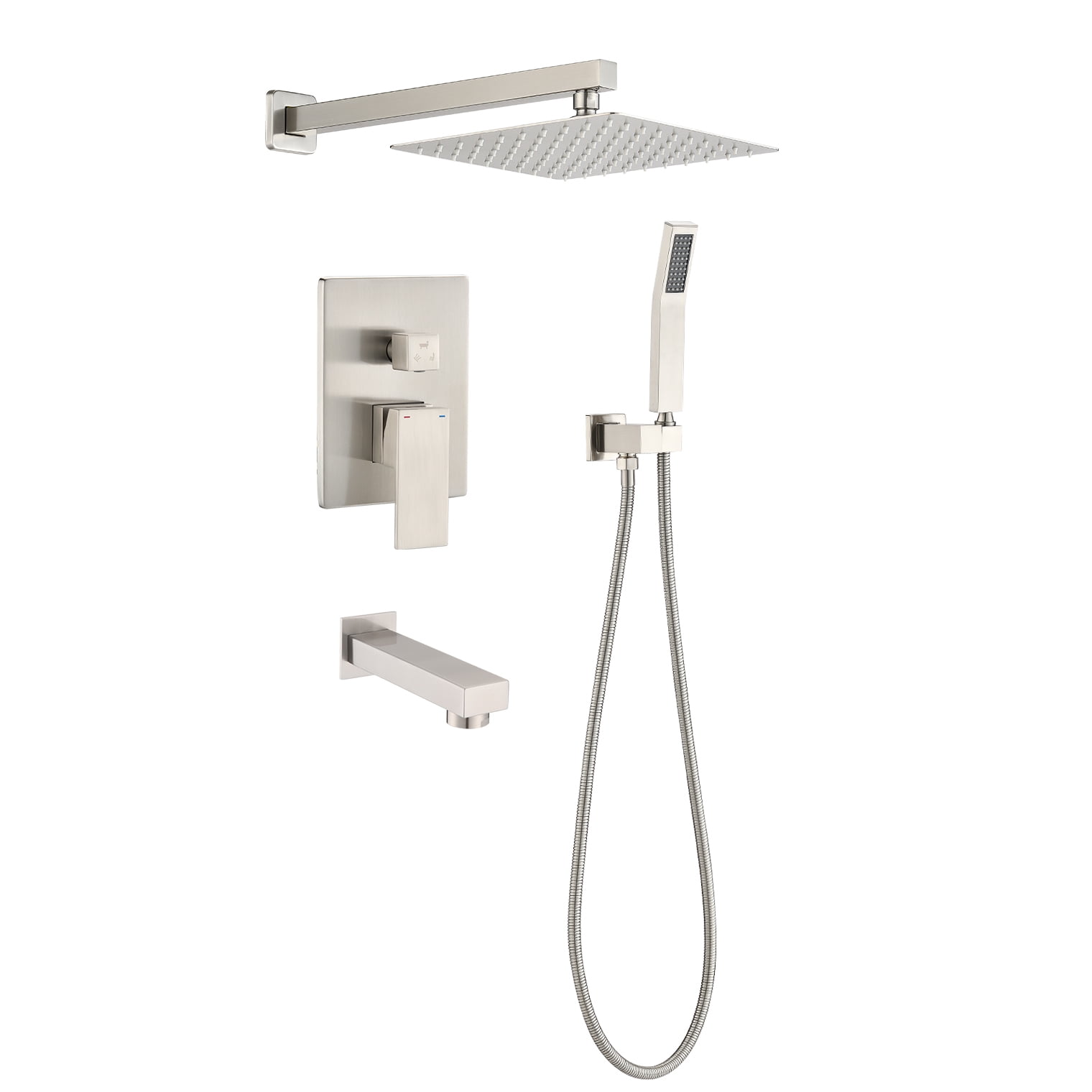 Brushed Nickel shower system 10 inch Brass Bathroom Deluxe rain mixed ...