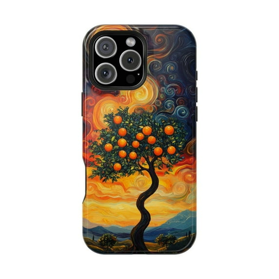 Brushed Oil Painting of an Orange Tree & Swirling Skies Case for iPhone ...