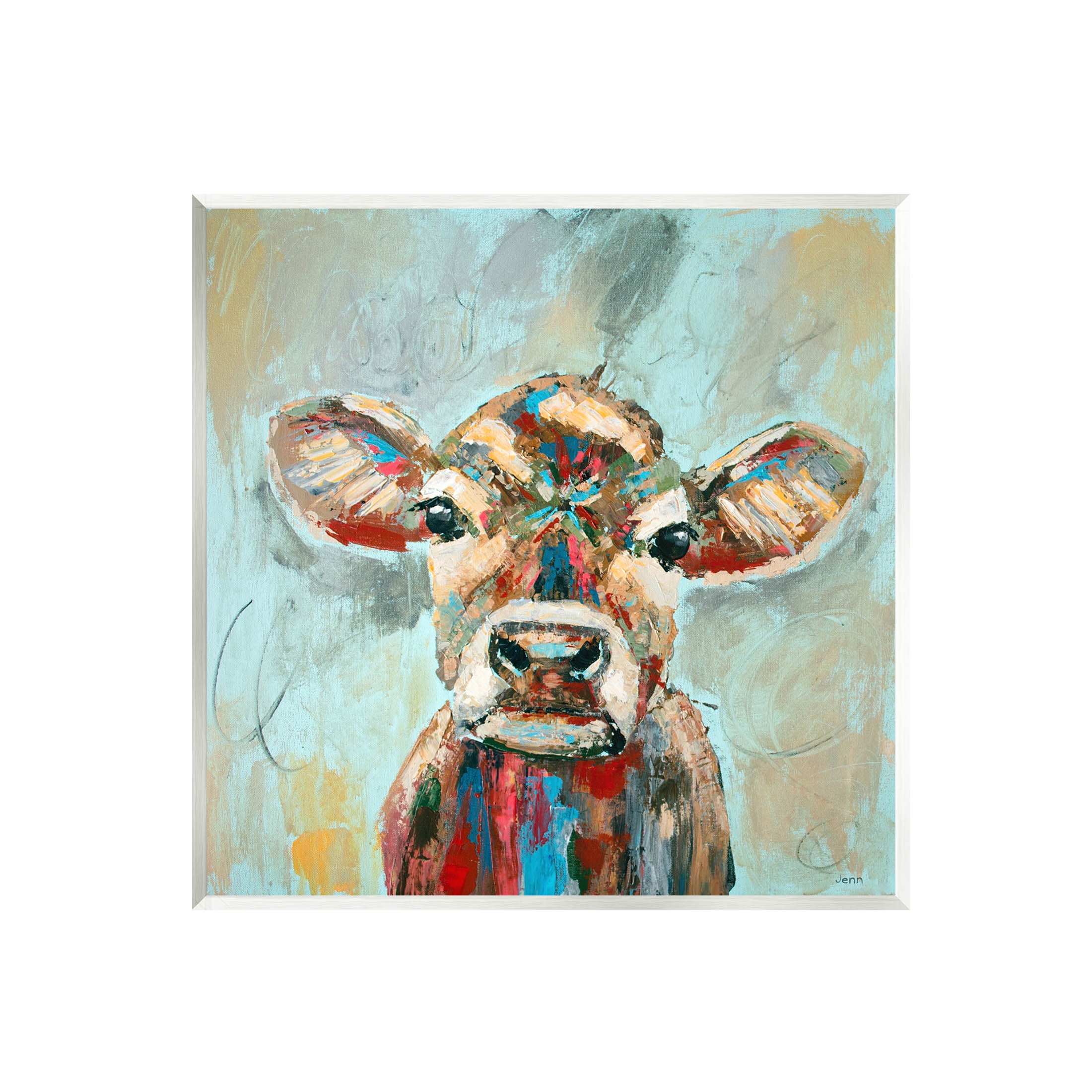 Stupell Industries Brushed Painting Cow Wildlife Unframed MDF Wall Art ...