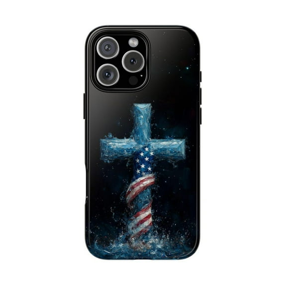 Brushed Painting of an American USA Cross in Frost Ice Case for iPhone ...