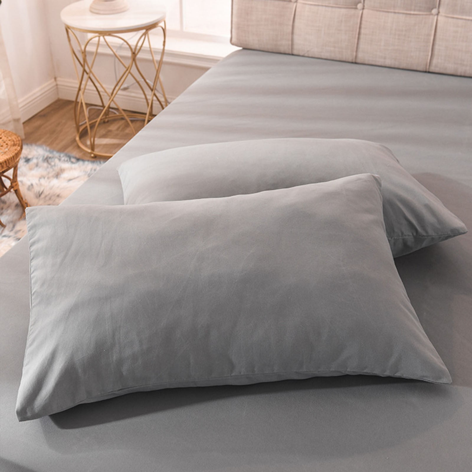 Brushed Polyester Pillowcase Comfortable Solid Color Cushion Cover ...