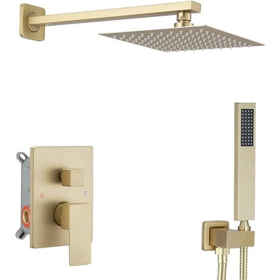 Brushed Shower System Bathroom Luxury Rain Mixer Shower Combo Set Wall ...