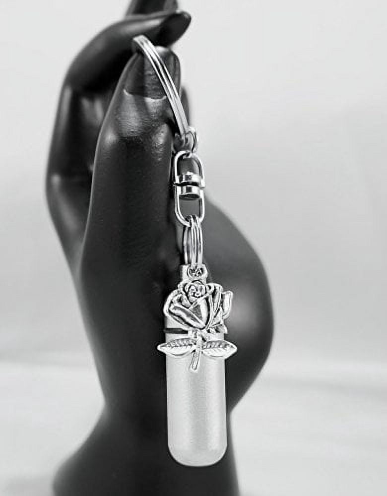 Brushed Silver Cremation Urn with Rose and Engraved Heart - on ...