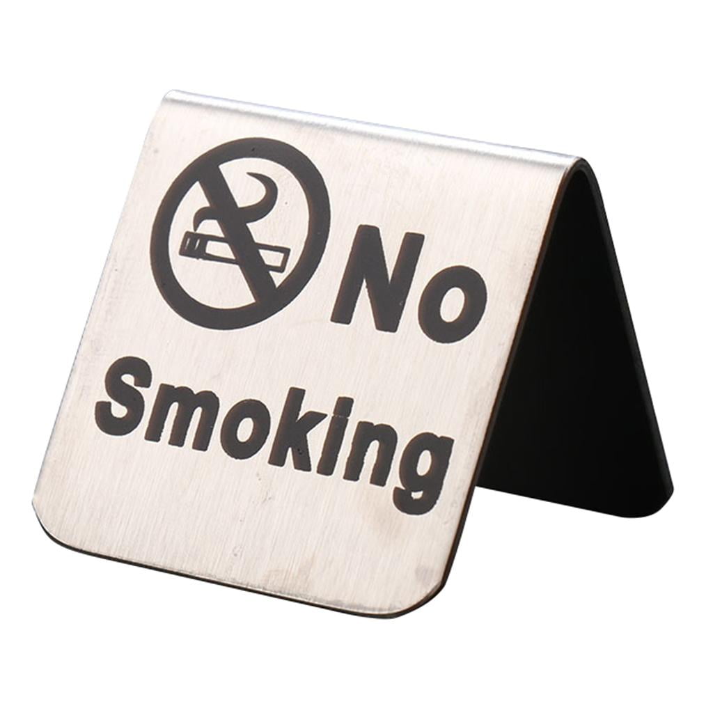 Brushed Stainless Steel No Smoking Sign Double Sided Table Top Tent ...