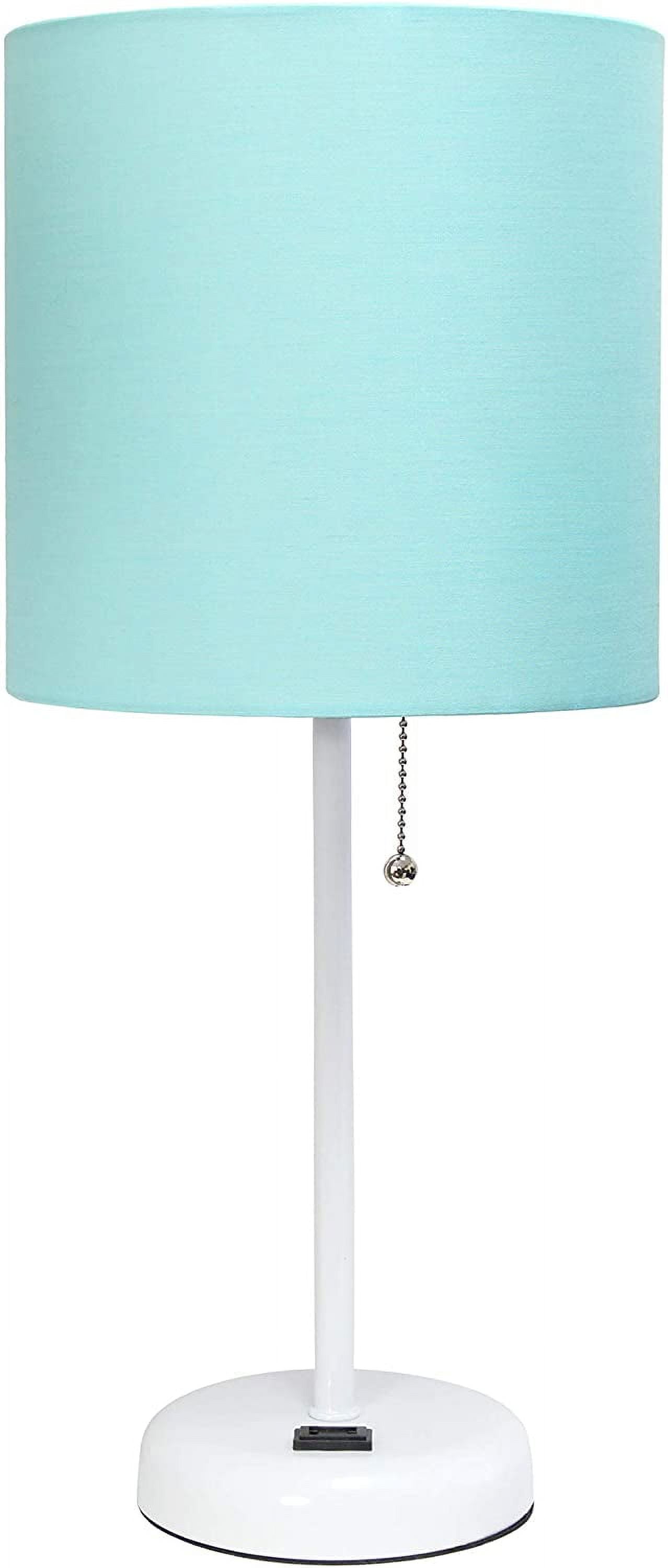 Brushed Steel Stick Table Desk Lamp with Charging Outlet and Drum ...