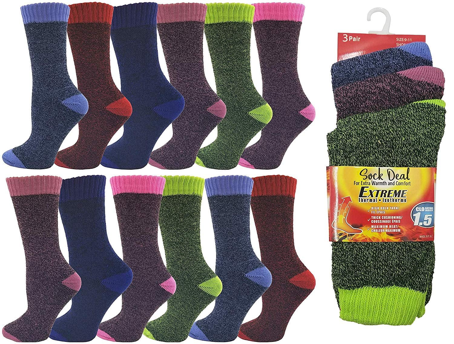 Brushed Thermal Socks, 12 Pairs Women’s Insulated Warm Winter Thick ...