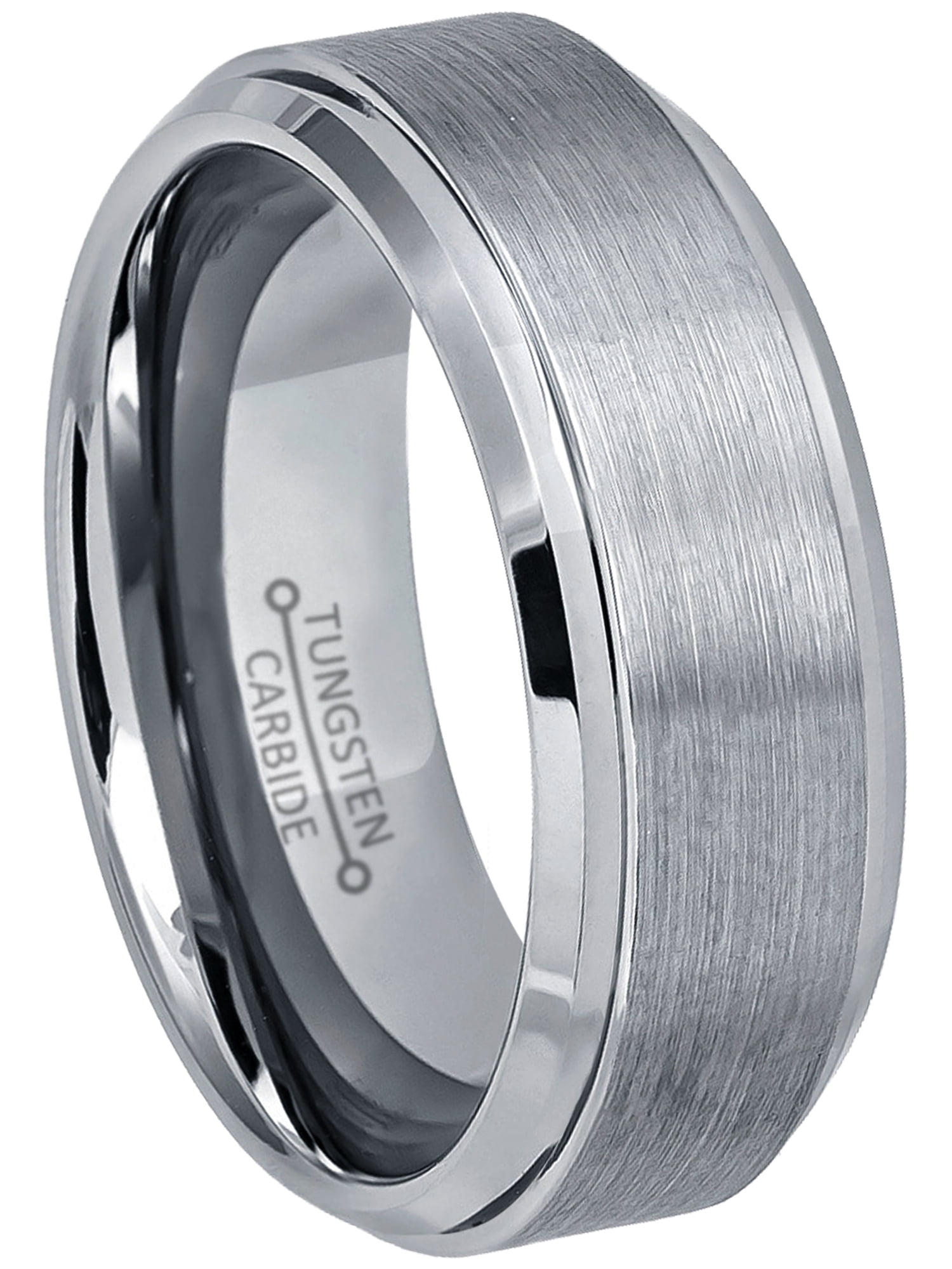 Brushed Tungsten Wedding Band - Stepped Edge Comfort Fit Tungsten ...