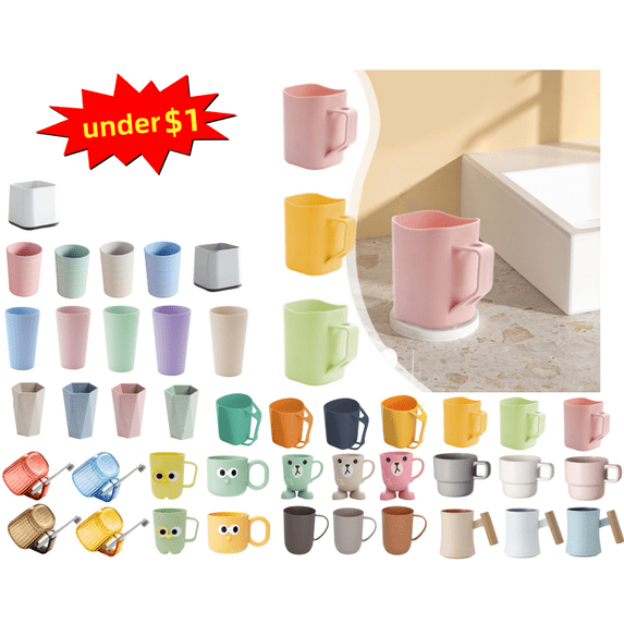 Brushing Rinsing Cup – Creative Handle Toothbrush Cup Thickened Plastic ...