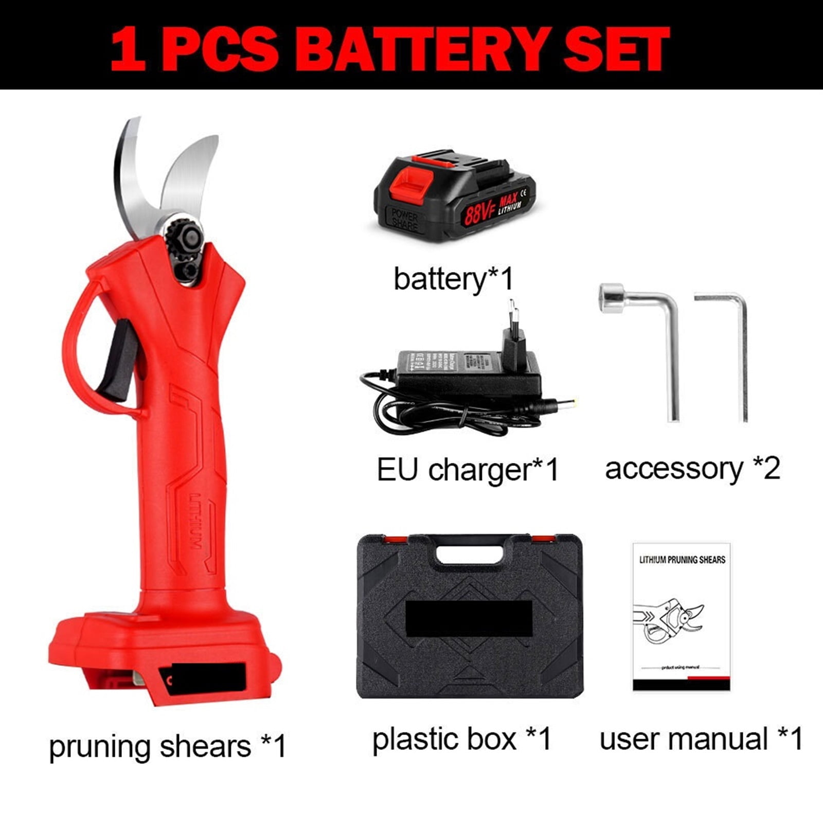 Brushless 1000W 4Gears Electric Cordless Pruner Pruning Shear 9000mAh ...