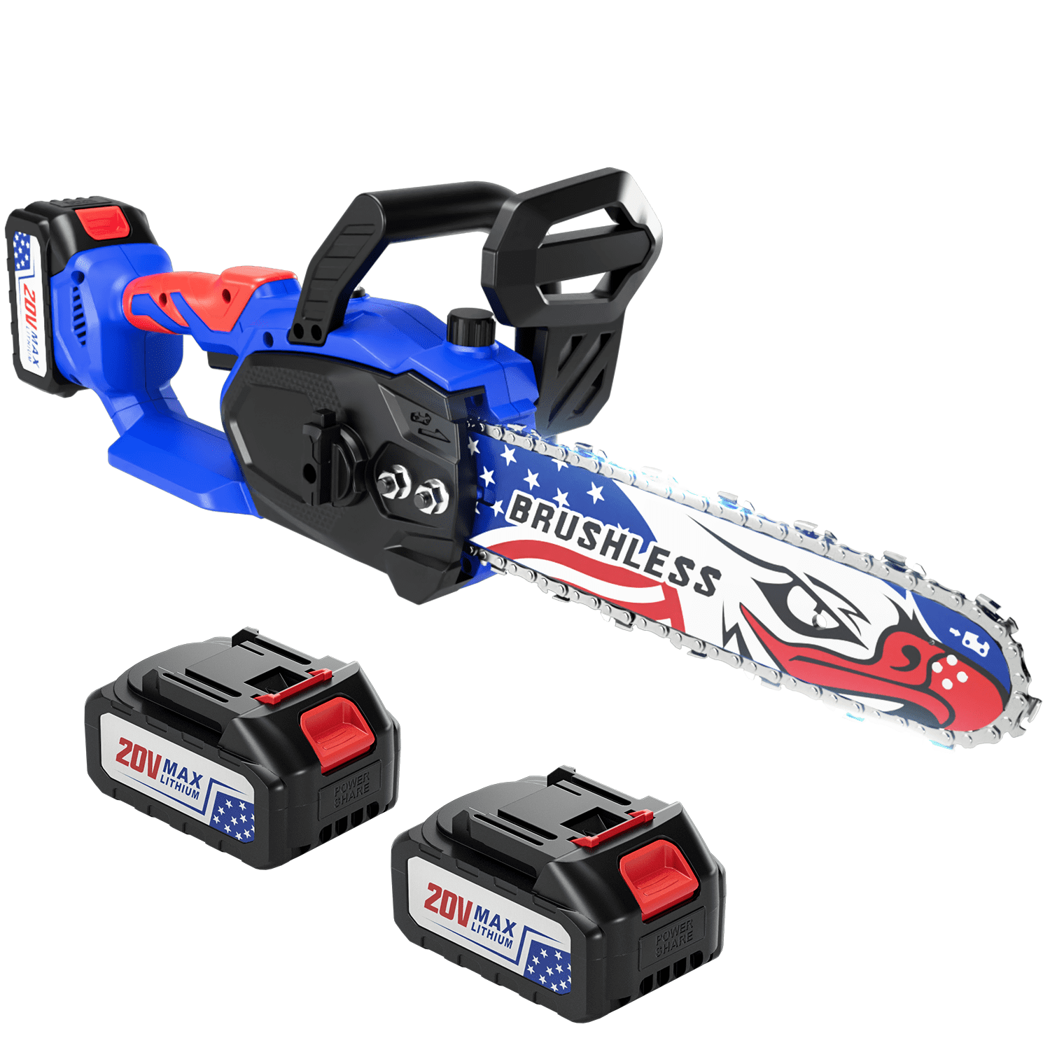 Brushless 12-Inch Cordless Electric Chainsaw, 20V 4.0Ah 2-pack ...