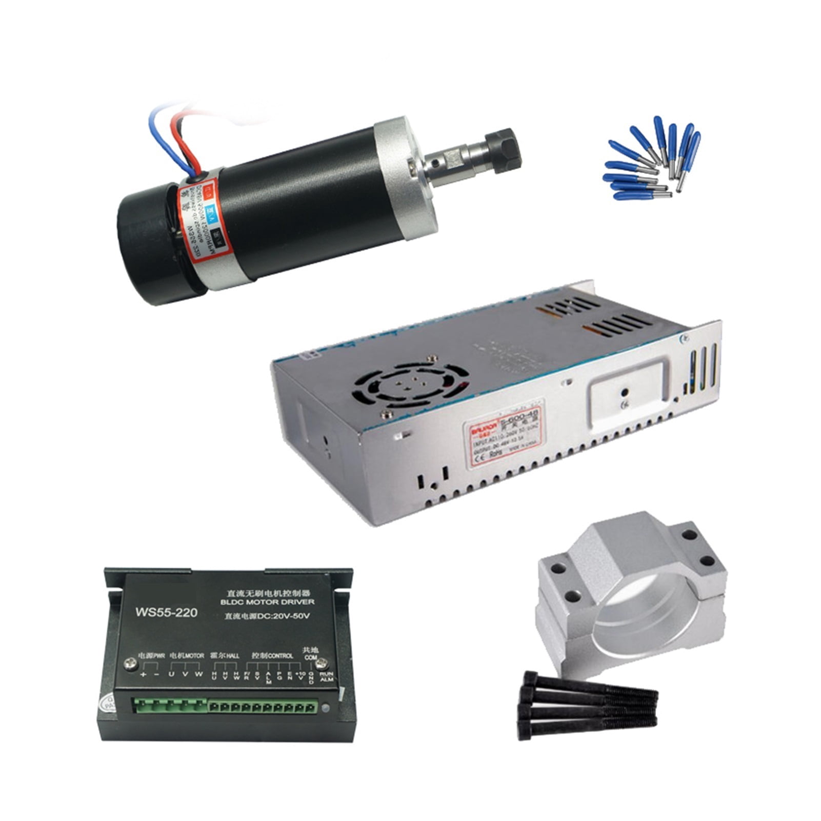 Brushless 500W DC Spindle CNC Machine Router 55MM Clamp Stepper Motor ...
