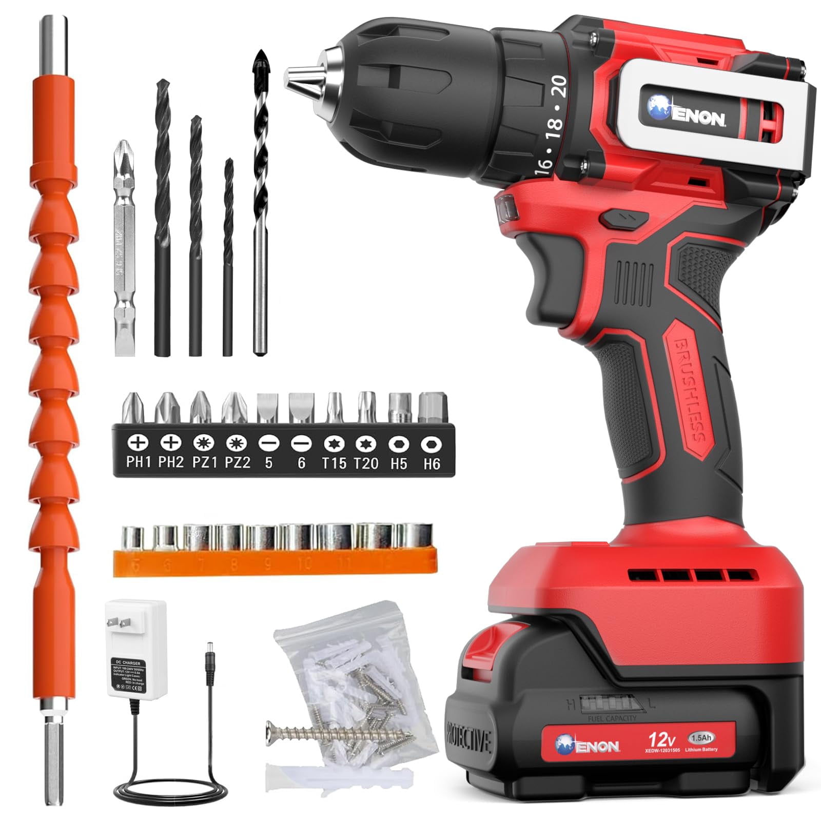 Brushless Cordless Drill Set,12V Power Drill Set with Battery and ...