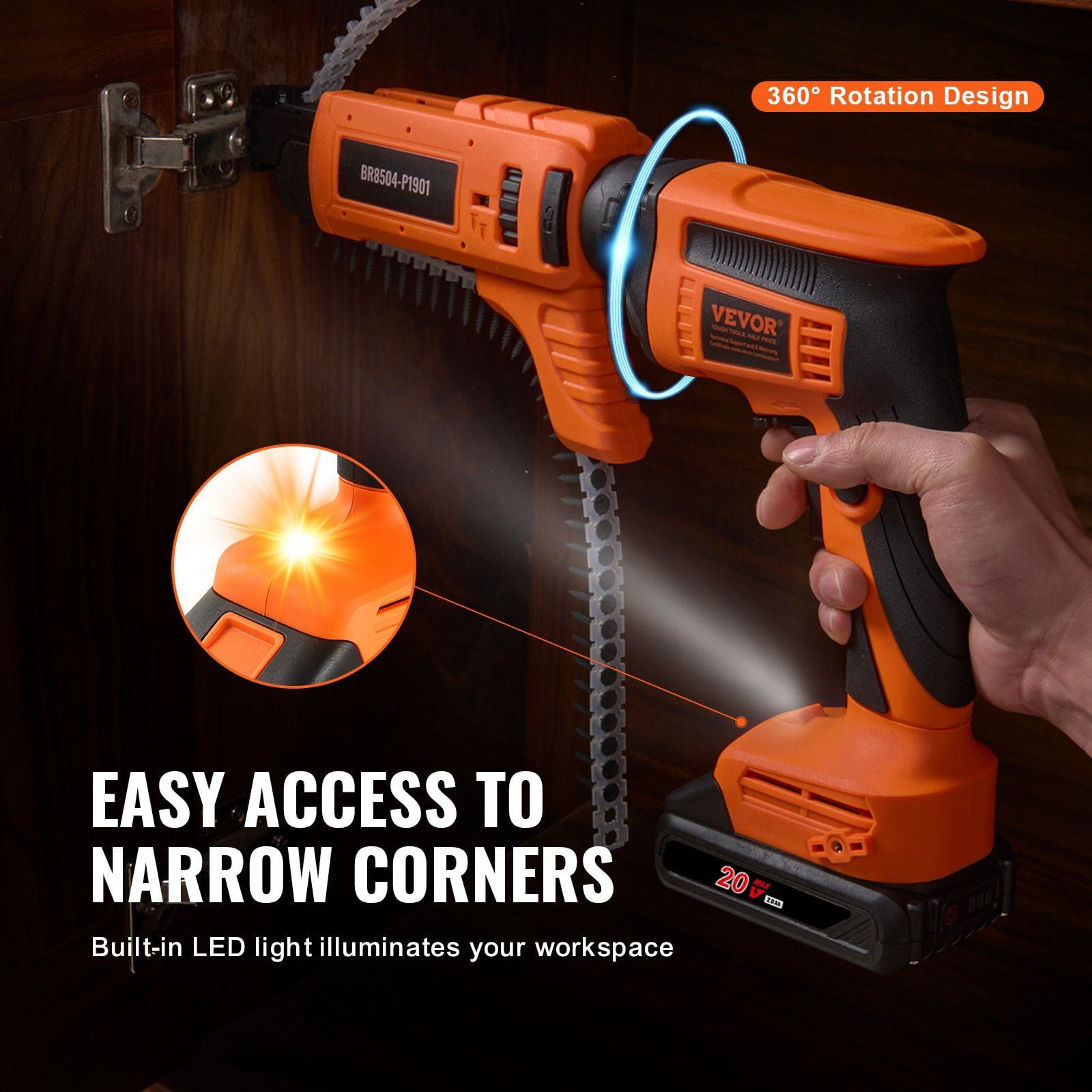 Brushless Cordless Drywall Screw Gun, 20V Max, 4200RPM, Auto-Feed ...