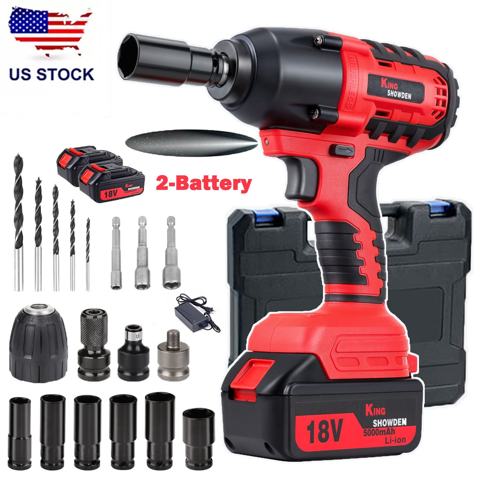 Brushless Cordless Impact Wrench 900Nm 1/2' Driver Electric Rattle Nut ...