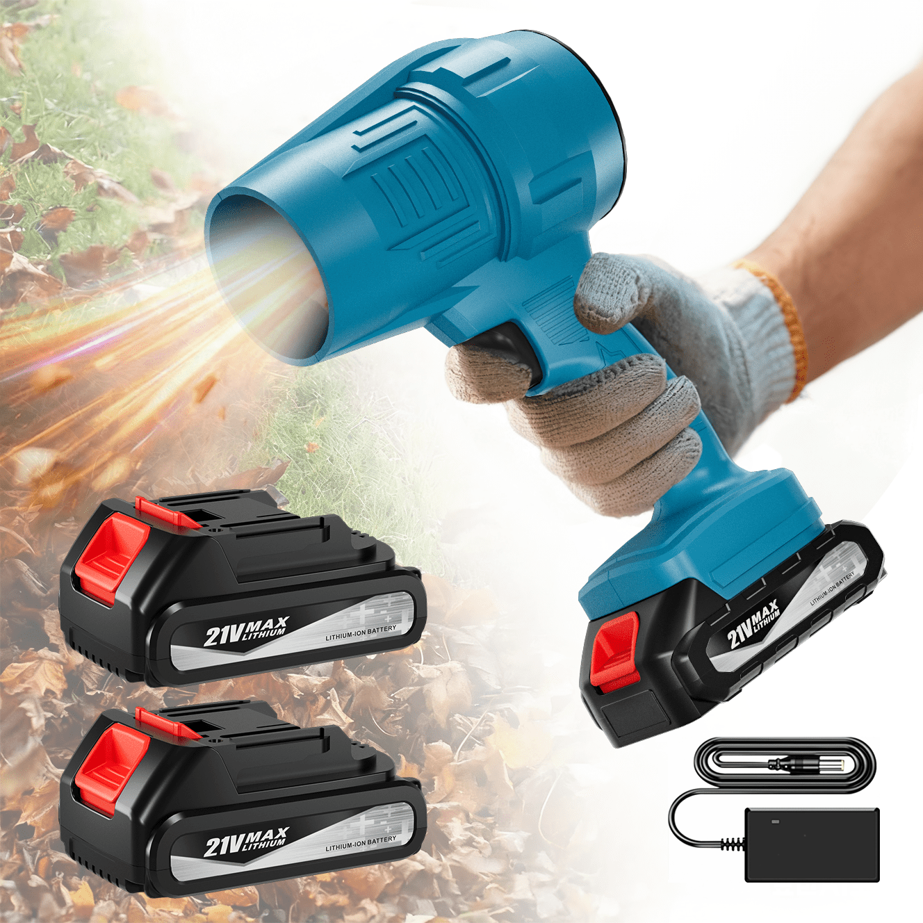 Brushless Cordless Leaf Blower 2 Batteries, Portable Dust Cleaner ...