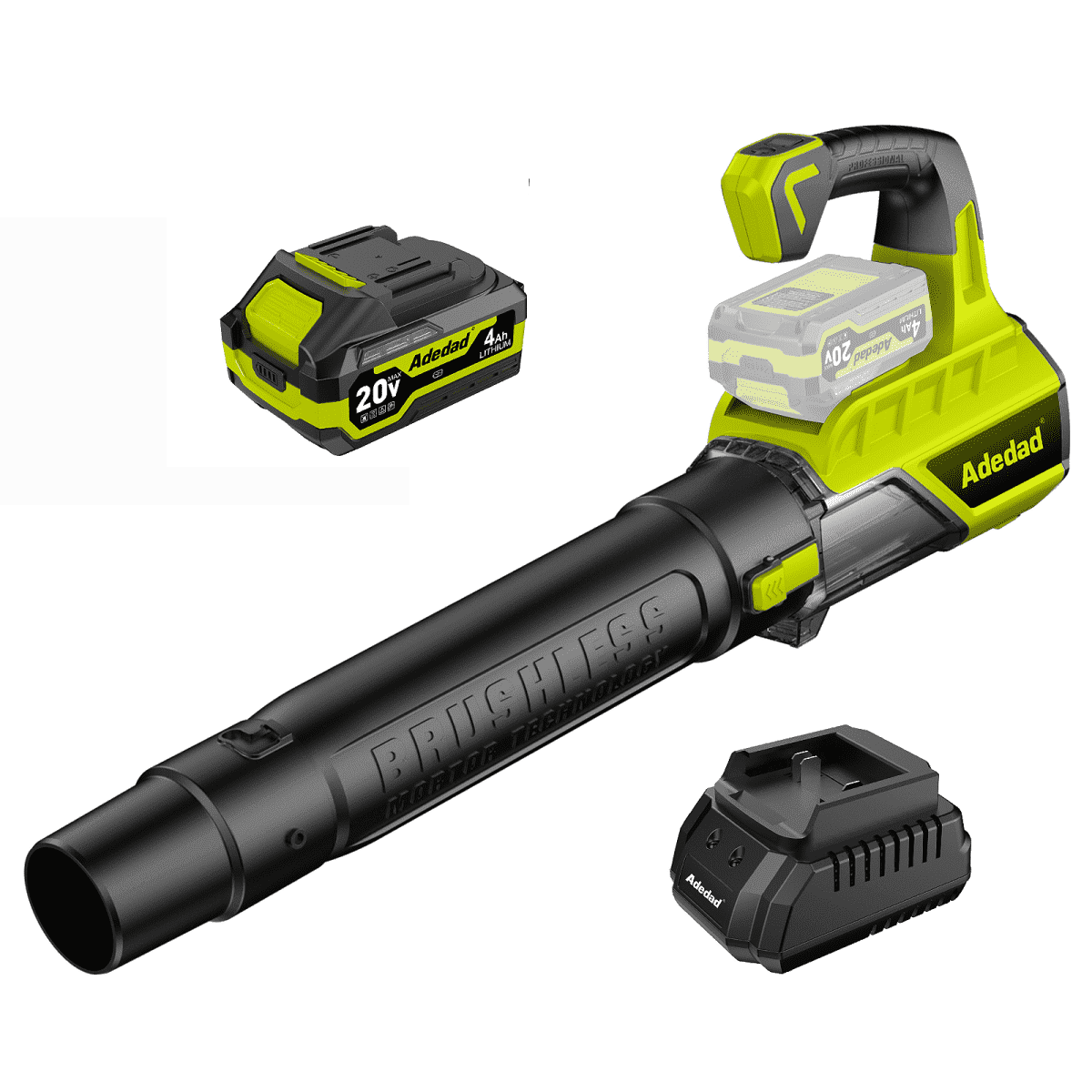 Brushless Cordless Leaf Blower with 4.0Ah Batteries & Charger Electric ...