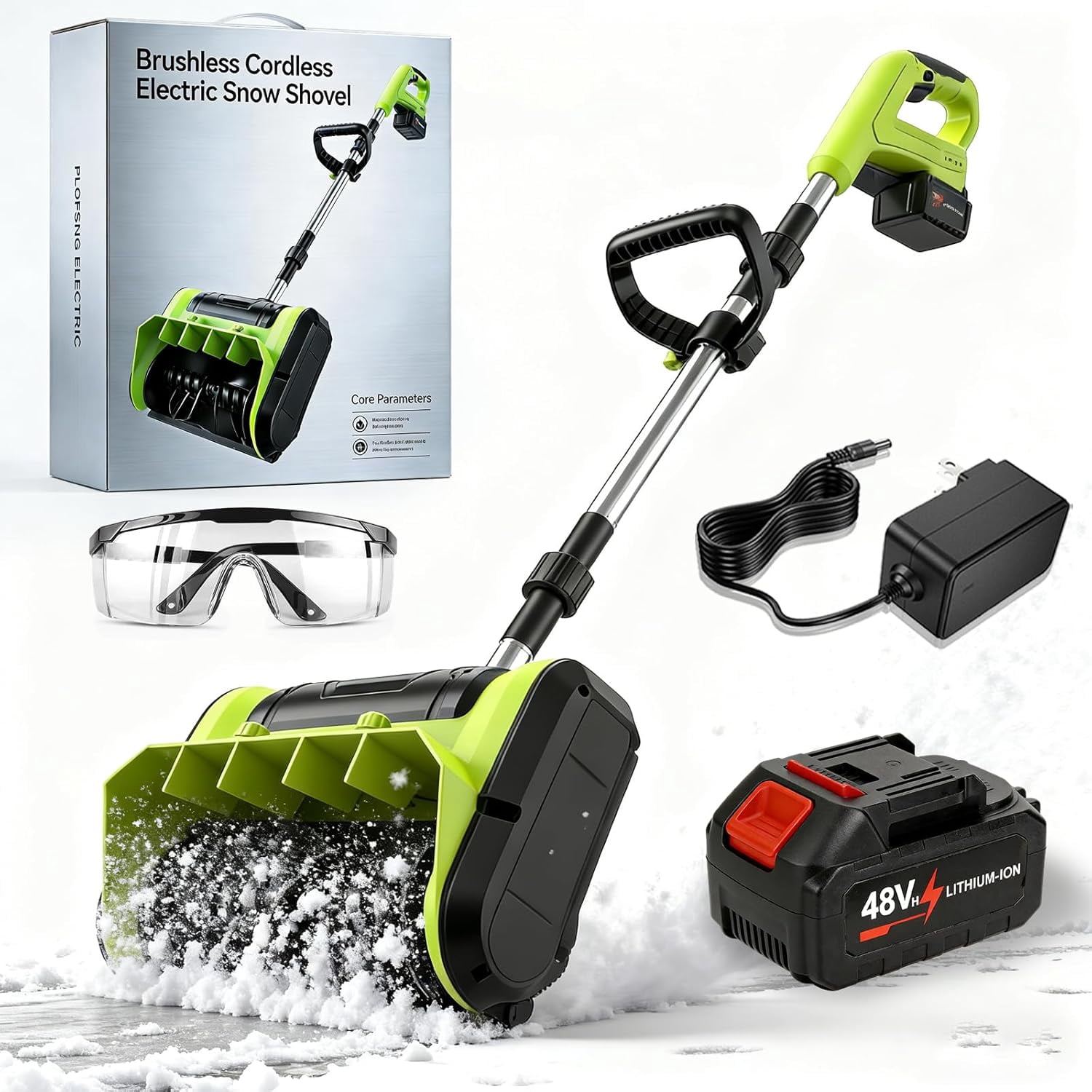 Brushless Cordless Snow Shovel, 13.5Inch Electric Snow Blower with 4.0 ...