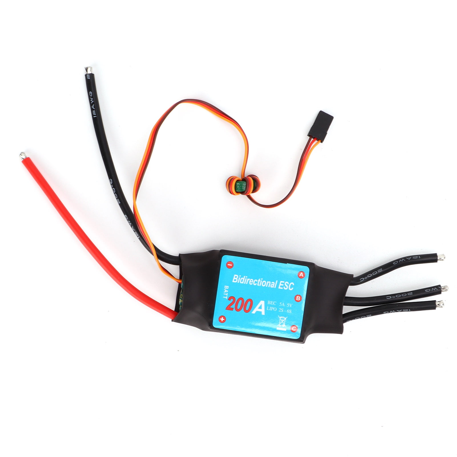 Brushless ESC Black 200A Brushless ESC RC Boat Two Way Water Cooled ESC for RC Boats Underwater ...