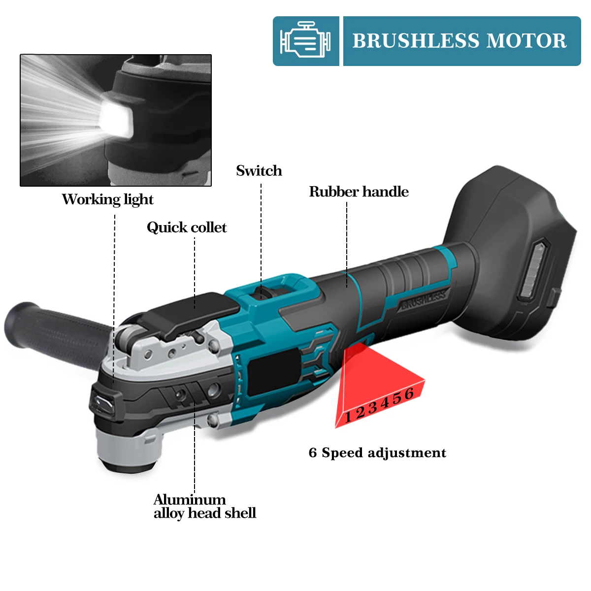 Brushless Electric Cordless Oscillating Multitools Machine Multi ...
