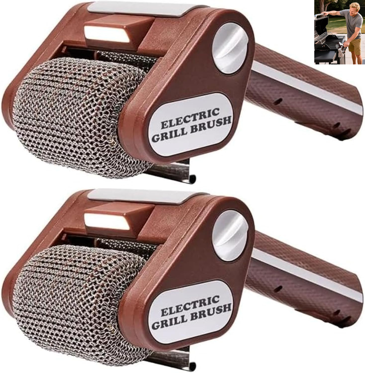 Brushless Electric Grill Cleaner - Rechargeable, Built-in LED Spotlight ...