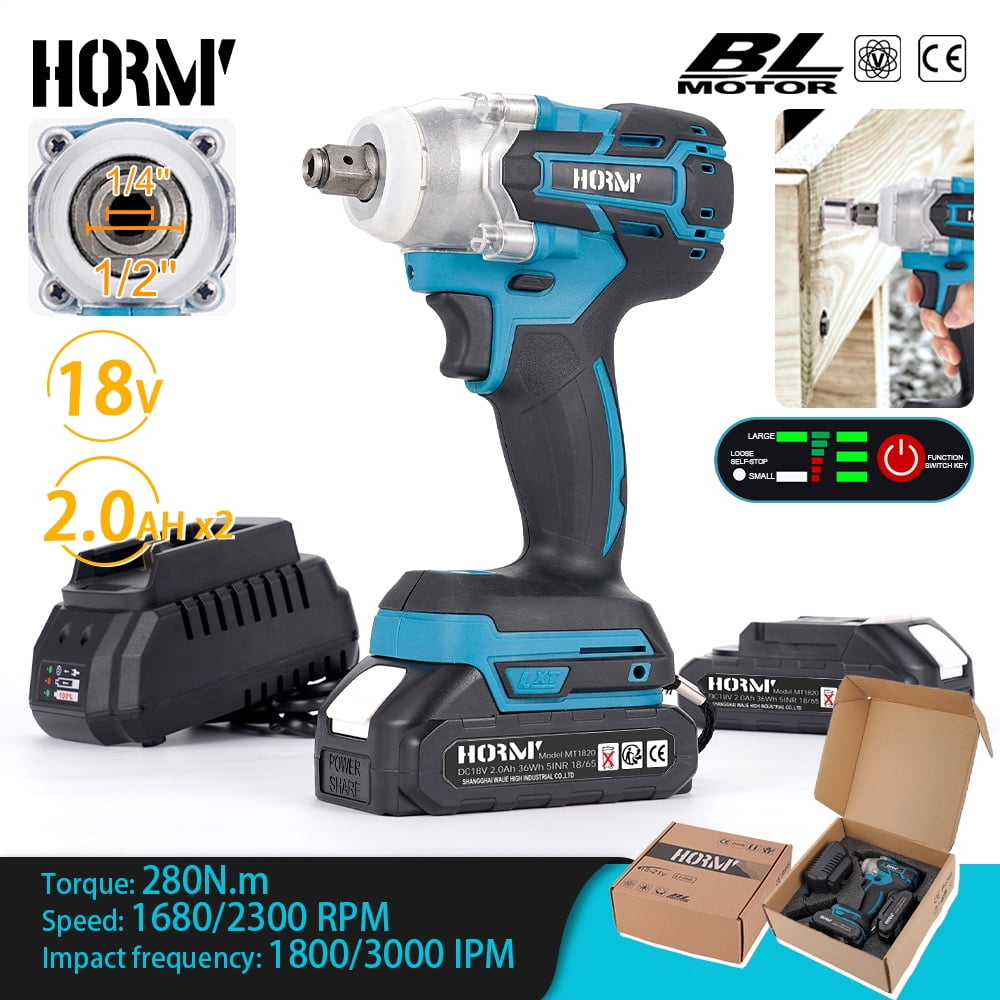Brushless Electric Impact Wrench 280N.m1/4 1/2 Rechargeable Cordless ...