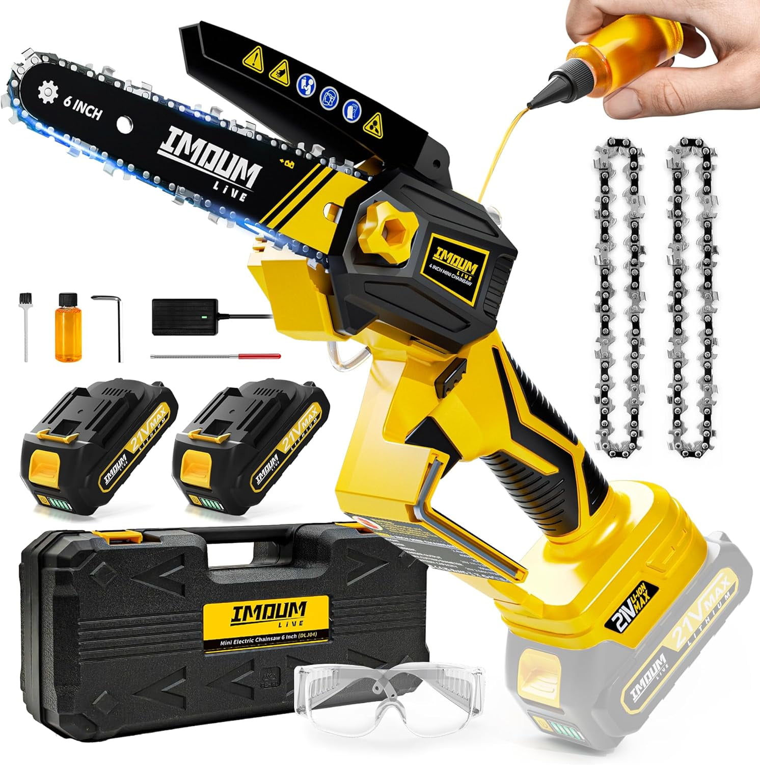 Brushless Mini Chainsaw Cordless 6 Inch with Battery Powered Power ...