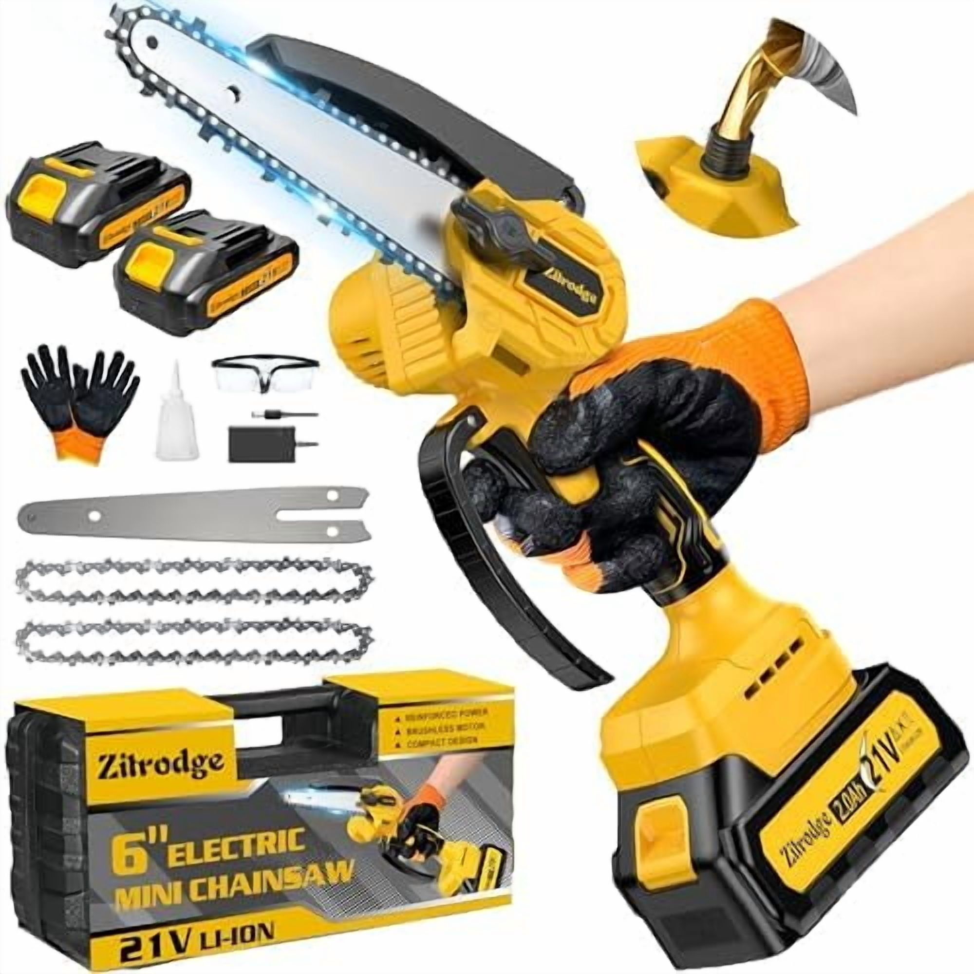 Brushless Mini ChainsawCordless, 6 Inch Portable Electric Chainsaw ...
