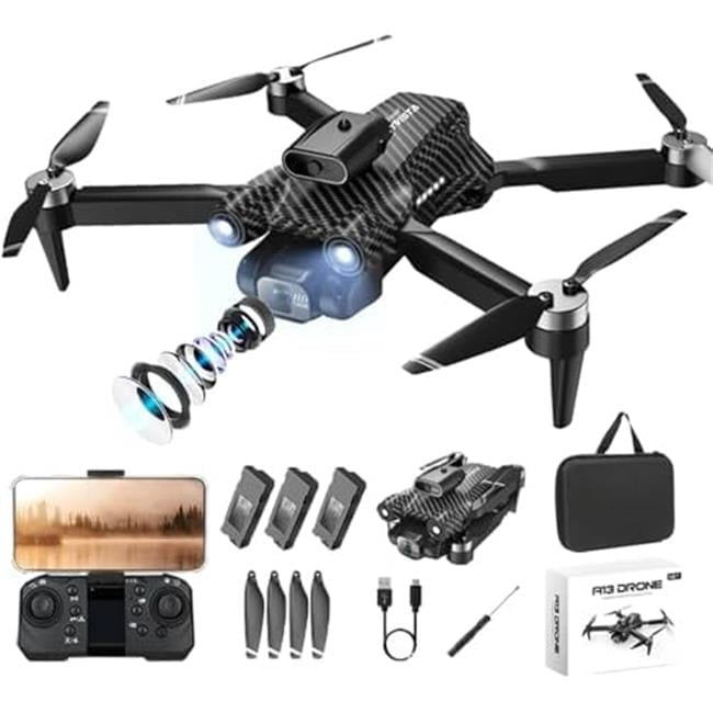 Brushless Motor 1080P Wi-Fi FPV Mini Camera Drone with 3 Batteries, One ...