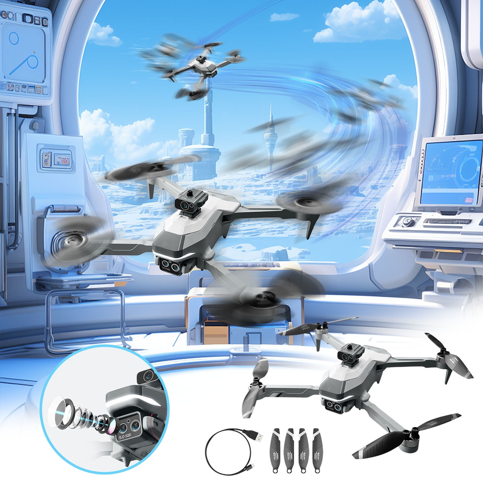 Brushless Motor Drone 8K HD FPV Camera | Foldable Quadcopter | Obstacle Avoidance | 30 Min ...
