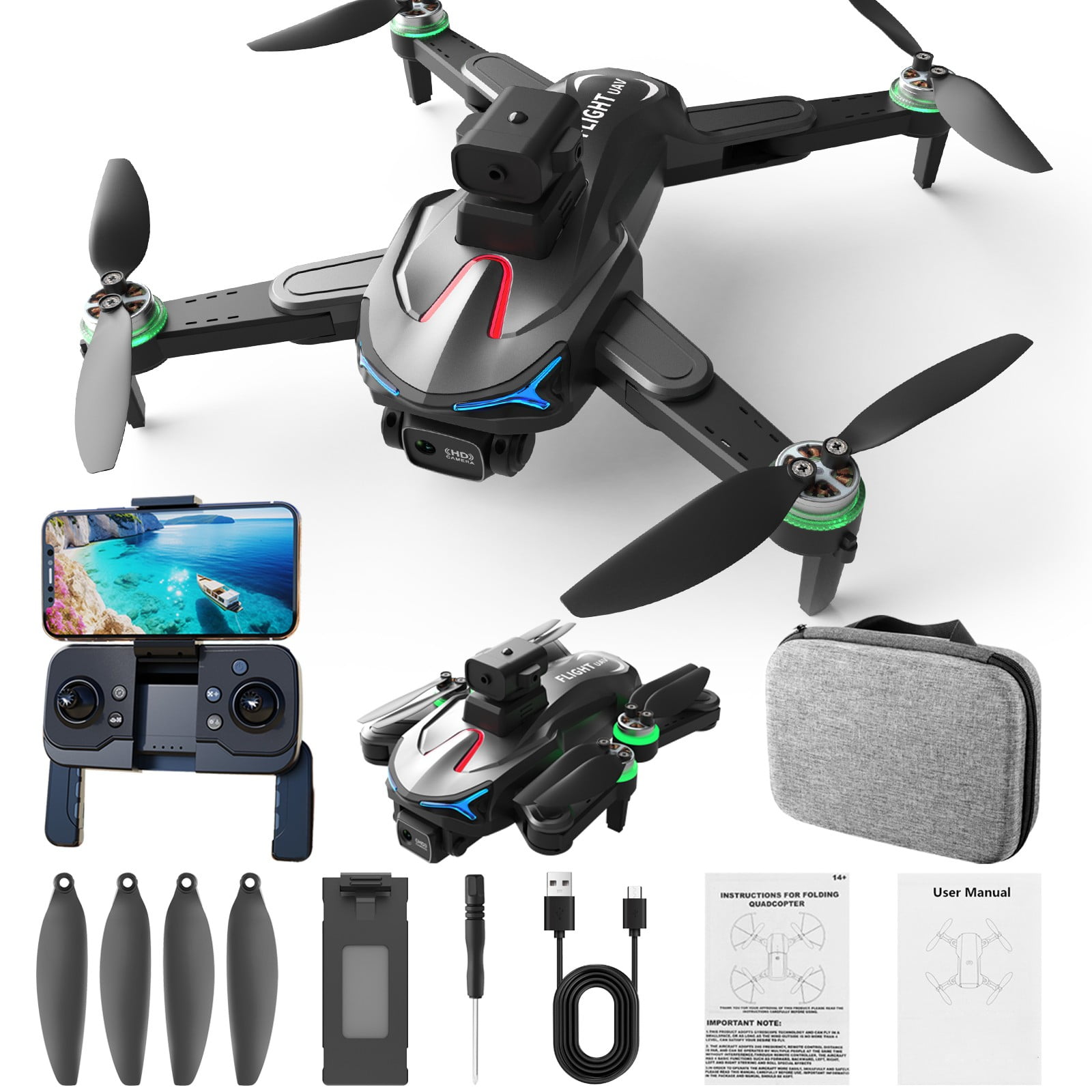 Brushless Motor Drones With 2 Cameras Wind Resistance Headless Mode ...